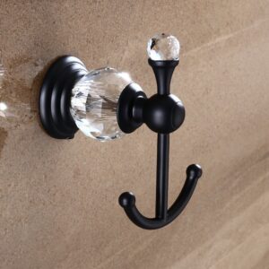 ruddock black oil brass bath towel hooks crystal luxury antique bathroom accessories wall mounted (black)