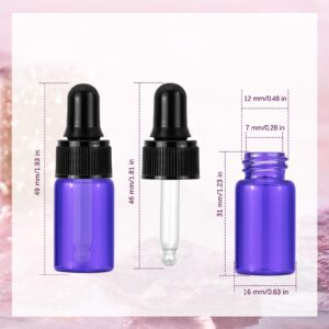 Kesell Multicolor Mini Glass Dropper Bottles, 3ml Essential Oil Glass Bottle Empty Lotion Perfume Sample Vials with Glass Eye Dropper, Pack of 20