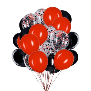 aimto black and red confetti balloons great for wedding/birthday/baby shower/quinceanera/graduation party decorations supplies,12 inch–pack of 50