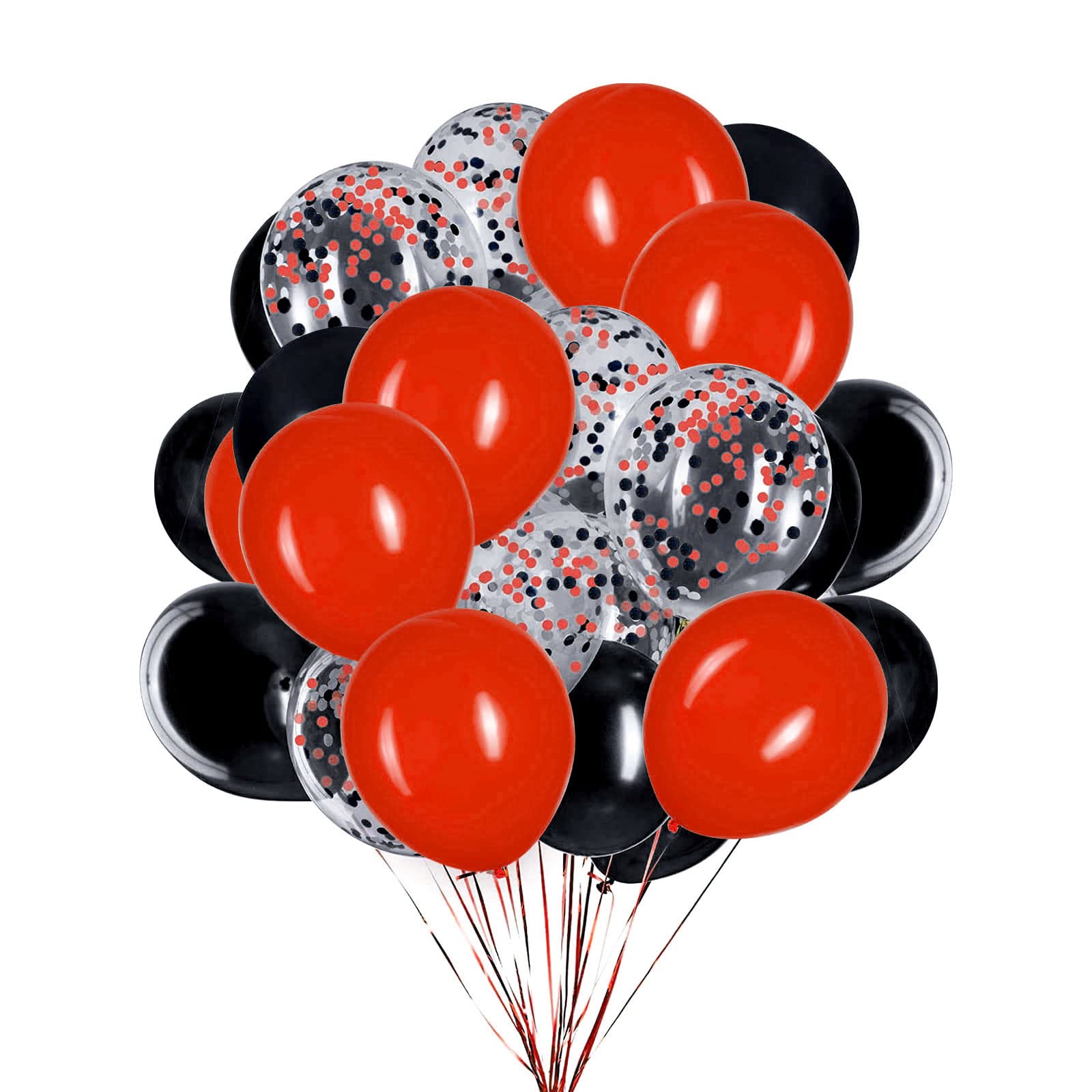 Aimto Black and Red Confetti Balloons Great for Wedding/Birthday/Baby Shower/Quinceanera/Graduation Party Decorations Supplies,12 Inch–Pack of 50