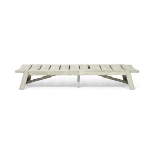 GDFStudio Outdoor Wood and Iron Chaise Lounge, Light Gray and Gray