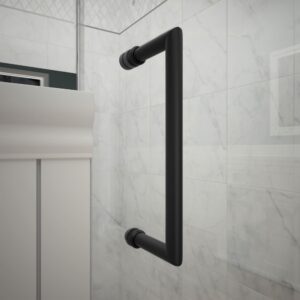 DreamLine Unidoor Toulon 34 in. D x 52 in. W x 72 in. H Frameless Hinged Shower Enclosure in Satin Black, SHEN-2434520-89