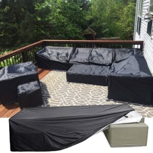 J&C Outdoor Patio Table Cover 420D Patio Furniture Covers Outdoor Furniture Cover Waterproof UV Resistant Gray for Furniture Set (46x46x29in)