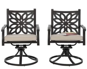 phi villa outdoor swivel rocker patio dining chairs set of 2 cast aluminum extra wide furniture chair with cushion