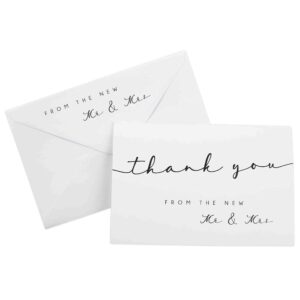 gsm brands thank you cards for wedding (mr and mrs theme) - 100 cards with envelopes