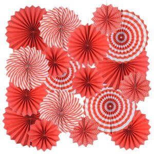 18pc party hanging paper fans set decorative red folding fans party decorations round fan wall decor paper garlands flower decoration for birthday festival party wedding graduation events accessories