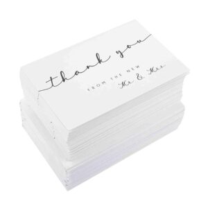 GSM Brands Thank You Cards for Wedding (Mr and Mrs Theme) - 100 Cards with Envelopes