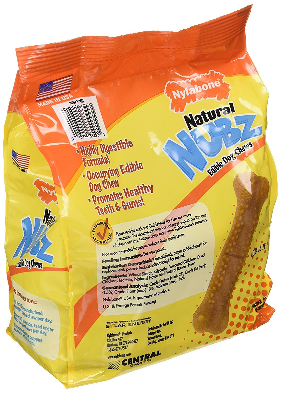 (pack of 2) Nylabone Natural Nubz Edible Dog Chews 22ct. (2.6lb/bag) -Total 5.2lb (Limited Edition)