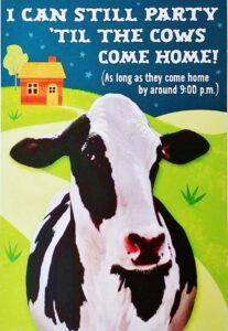 greeting card i can still party 'till the cows come home! (before 9pm) funny happy birthday getting older aging humor