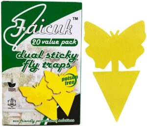 faicuk dual-sided yellow sticky fly traps for plant (20 pack butterfly)