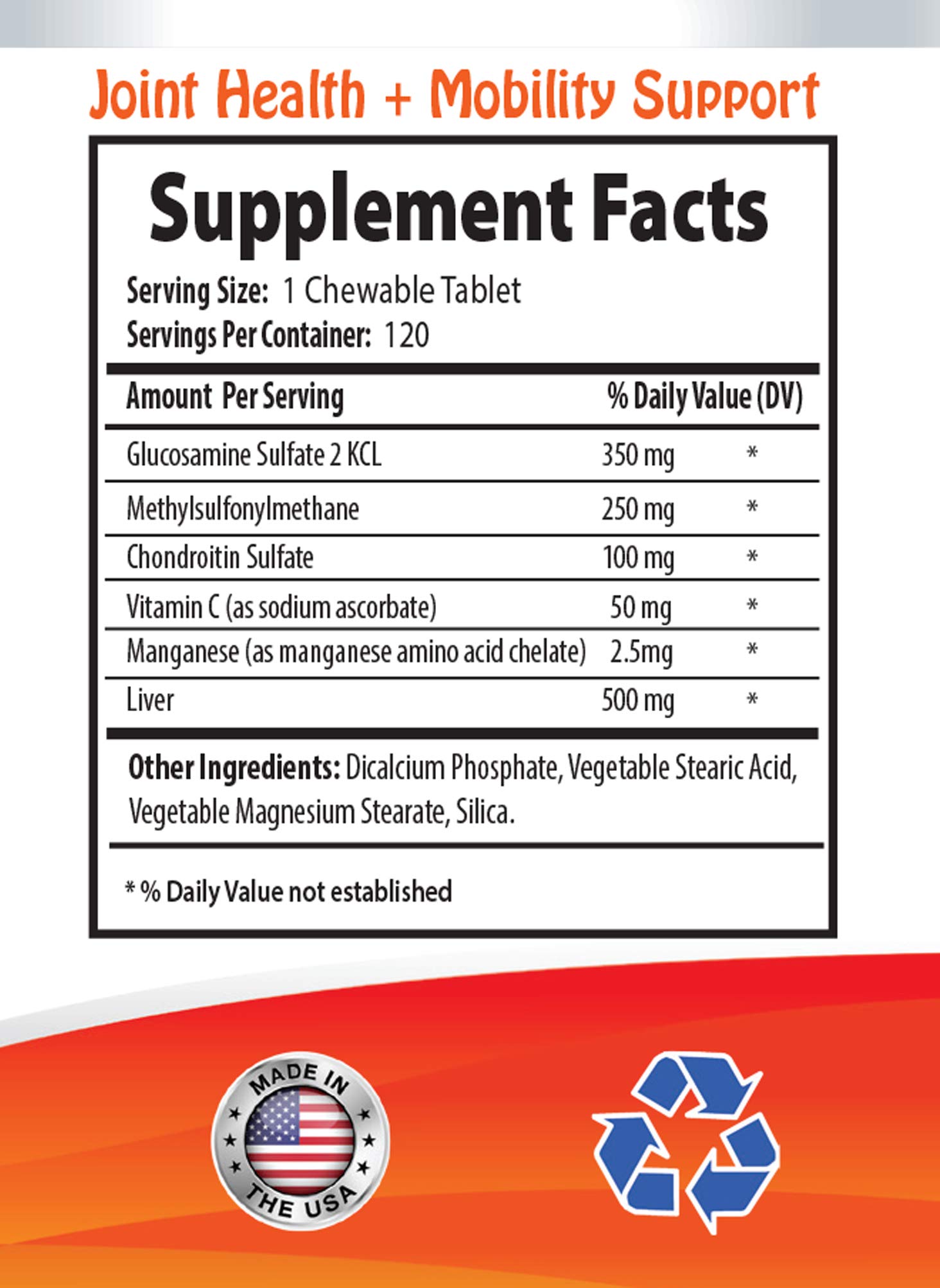 MY LUCKY PETS LLC Dog Joint Supplement - PET Hip and Joint Complex - Dogs and Cats - Natural Vet Approved Formula - Immune Boost - Good for Stiff Joints - Dog glucosamine Pills - 1 Bottle (120 Tabs)