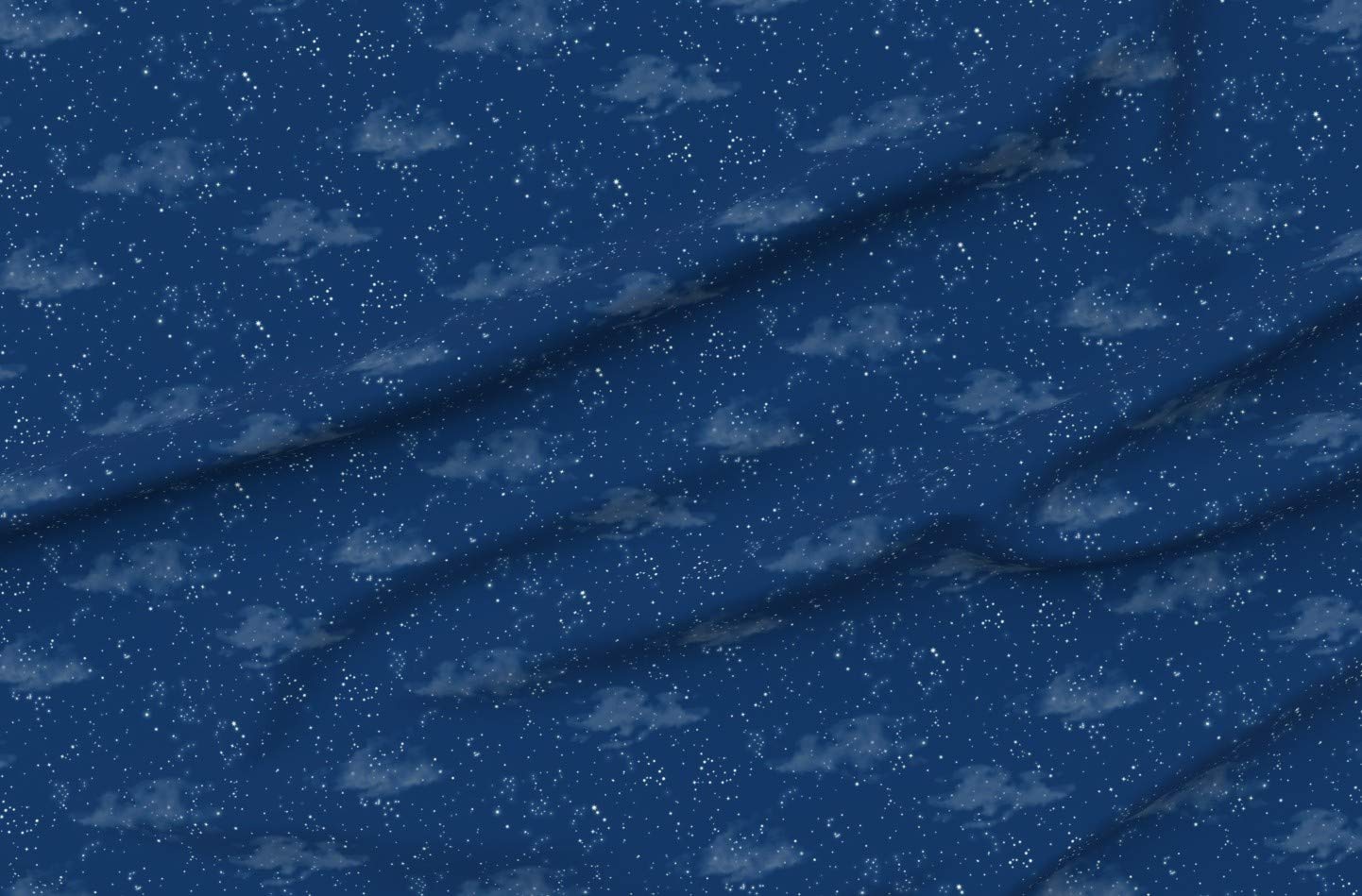 Spoonflower Fabric - Blue Stars Nature Clouds Night Sky Constellations Summer Navy Fabric Printed on Petal Signature Cotton Fabric by The Yard - Sewing Quilting Apparel Crafts Decor