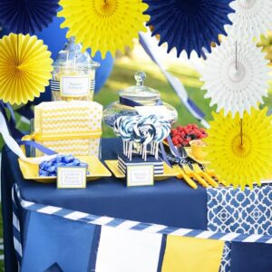 Graduation Party Decorations Navy Blue Yellow 2024/Navy Blue Yellow Graduation Decorations Birthday Party Decorations Navy Blue Yellow Bridal Shower Decorations/ Royal Prince Baby Shower Decorations