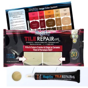 magicezy tile repairezy (honey beige) ceramic tile repair kit - cracked chipped bathroom floor tiles