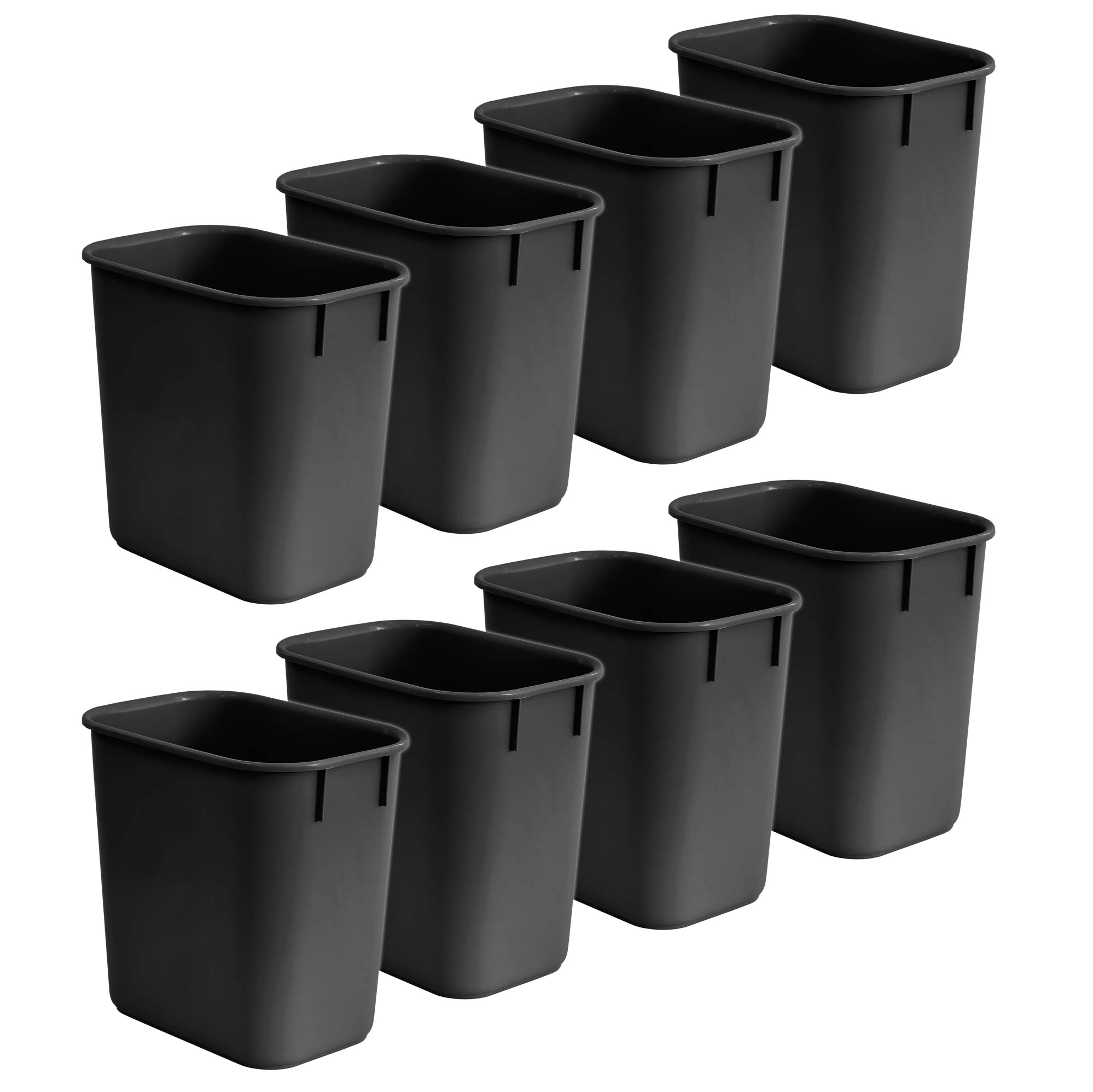 Acrimet Wastebasket, Deskside Bin, 3.25 Gallon/13 Quart/12 Liter (Plastic) (Black Color) (Set of 8)