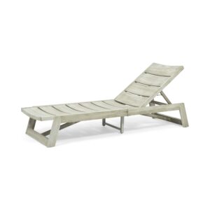 gdfstudio outdoor wood and iron chaise lounge, light gray and gray