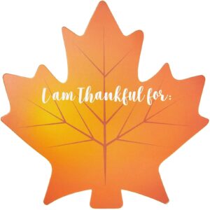 50 Pack Thankful for Table Place Cards, Thanksgiving Leaf Cutouts for Dinner and Party