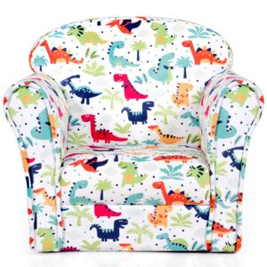 costzon kids couch, children's sofa armrest chair with pattern, toddler furniture w/sturdy wood construction, preschool, lightweight children couch sofa chair for aged 1-5 boys & girls gifts, dinosaur