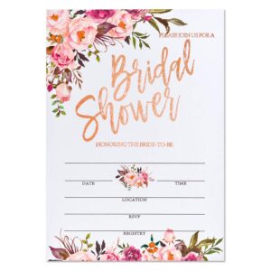 crisky rose gold foil bridal shower invitation with envelopes, bridal shower invite, wedding shower invitations, 25 pcs cards & 25 pcs envelopes & 25 pcs stickers