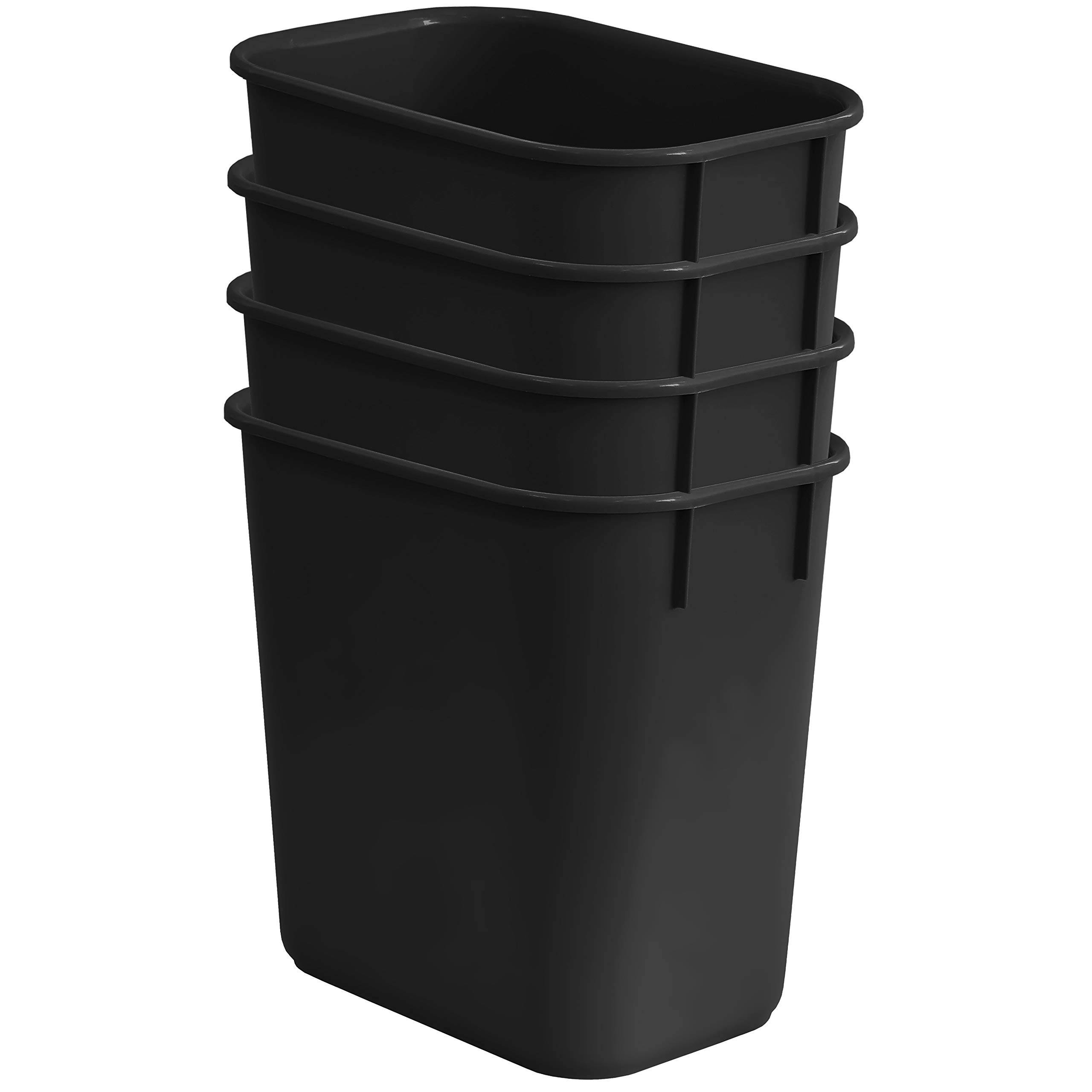 Acrimet Wastebasket, Deskside Bin, 3.25 Gallon/13 Quart/12 Liter (Plastic) (Black Color) (Set of 8)