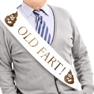 old fart sash – classic celebration sash birthday and retirement brown foil sash with oversized safety pin for both men and women. ideal for work parties, events, and decoration by jpaco