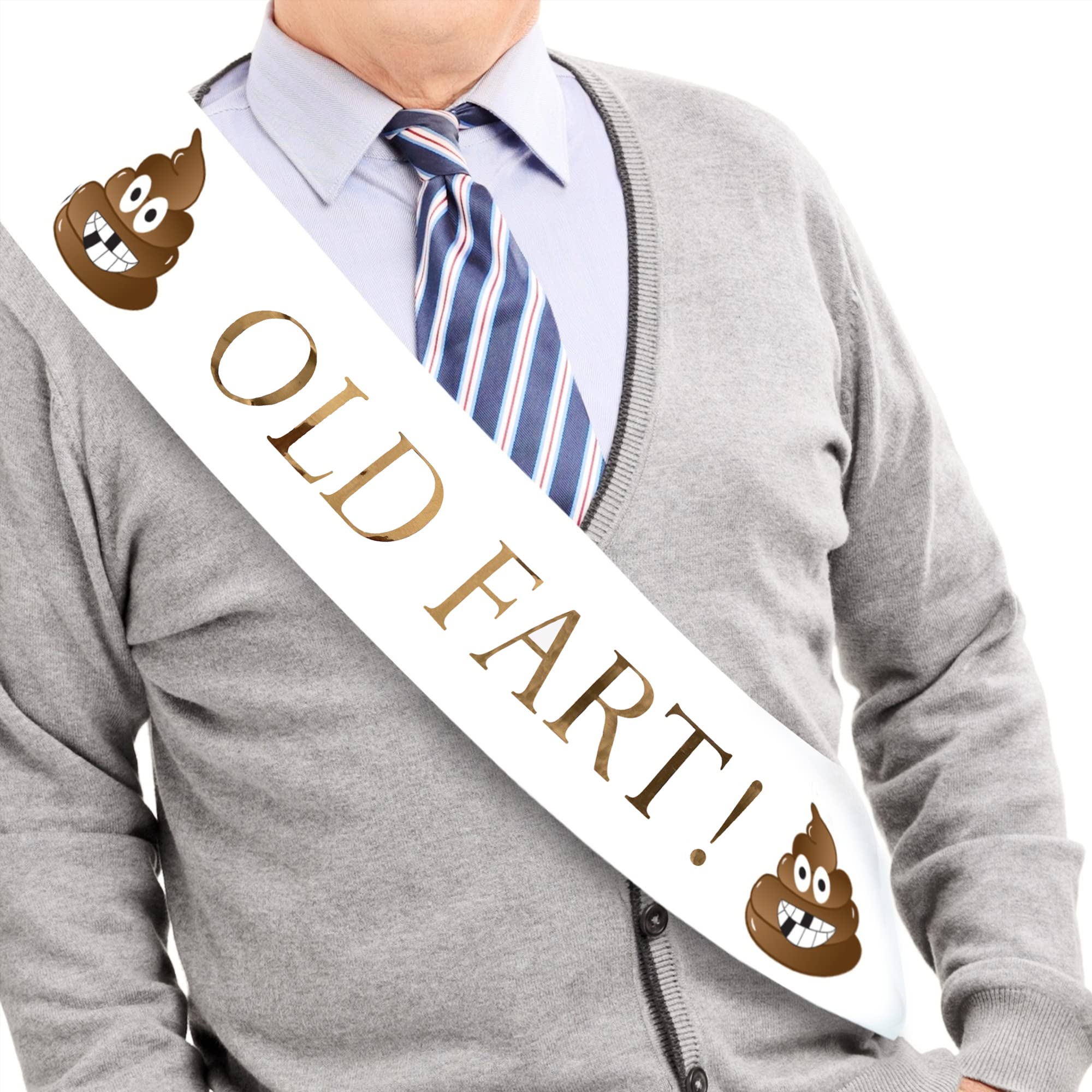 Old Fart Sash – Classic Celebration Sash Birthday and Retirement Brown Foil Sash with Oversized Safety Pin for Both Men and Women. Ideal for Work Parties, Events, and Decoration by JPACO