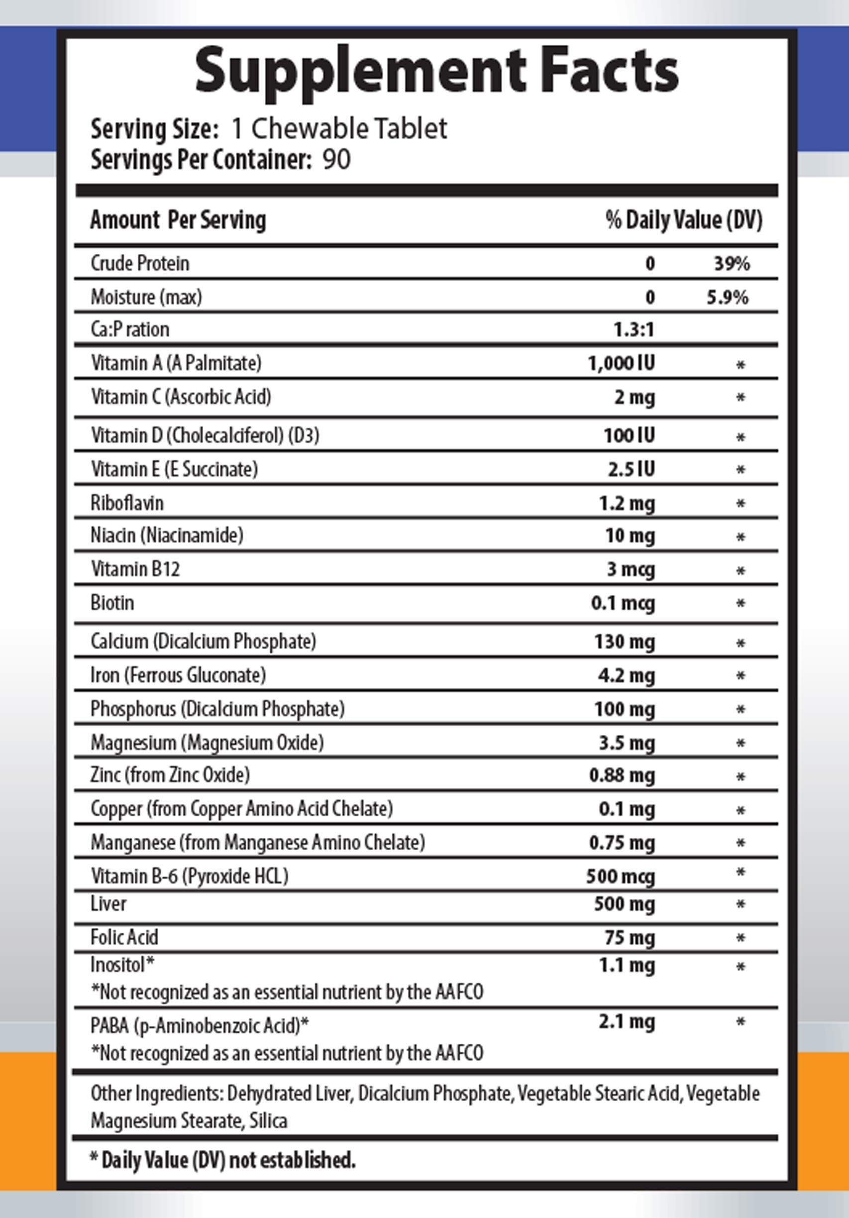 cat Vitamins Skin and Coat - Pets Ultra Vitamins - for Dogs and Cats - Immune Health - Hair and Coat Benefits - Vitamin a for Cats - 90 Treats (1 Bottle)