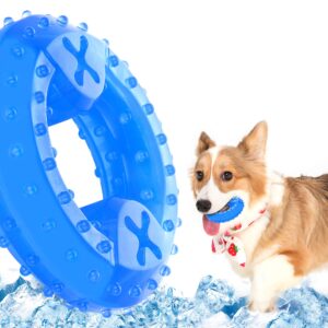 nwk pet teether cooling chew toy for dogs teething toy for puppies, fit with treats for more fun (chewing ring)