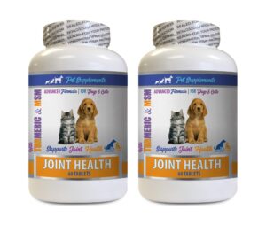 hip and joint treats for cats - pet joint health - dogs and cats - turmeric and msm - increase mobility - decrease inflammation - premium - glucosamine chondroitin dogs and cats - 2 bottles (120 table