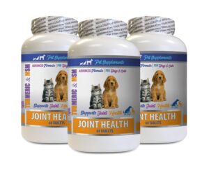 hip and joint for cats - pet joint health - dogs and cats - turmeric and msm - increase mobility - decrease inflammation - premium - hip & joint health for cats - 3 bottles (180 tablets)