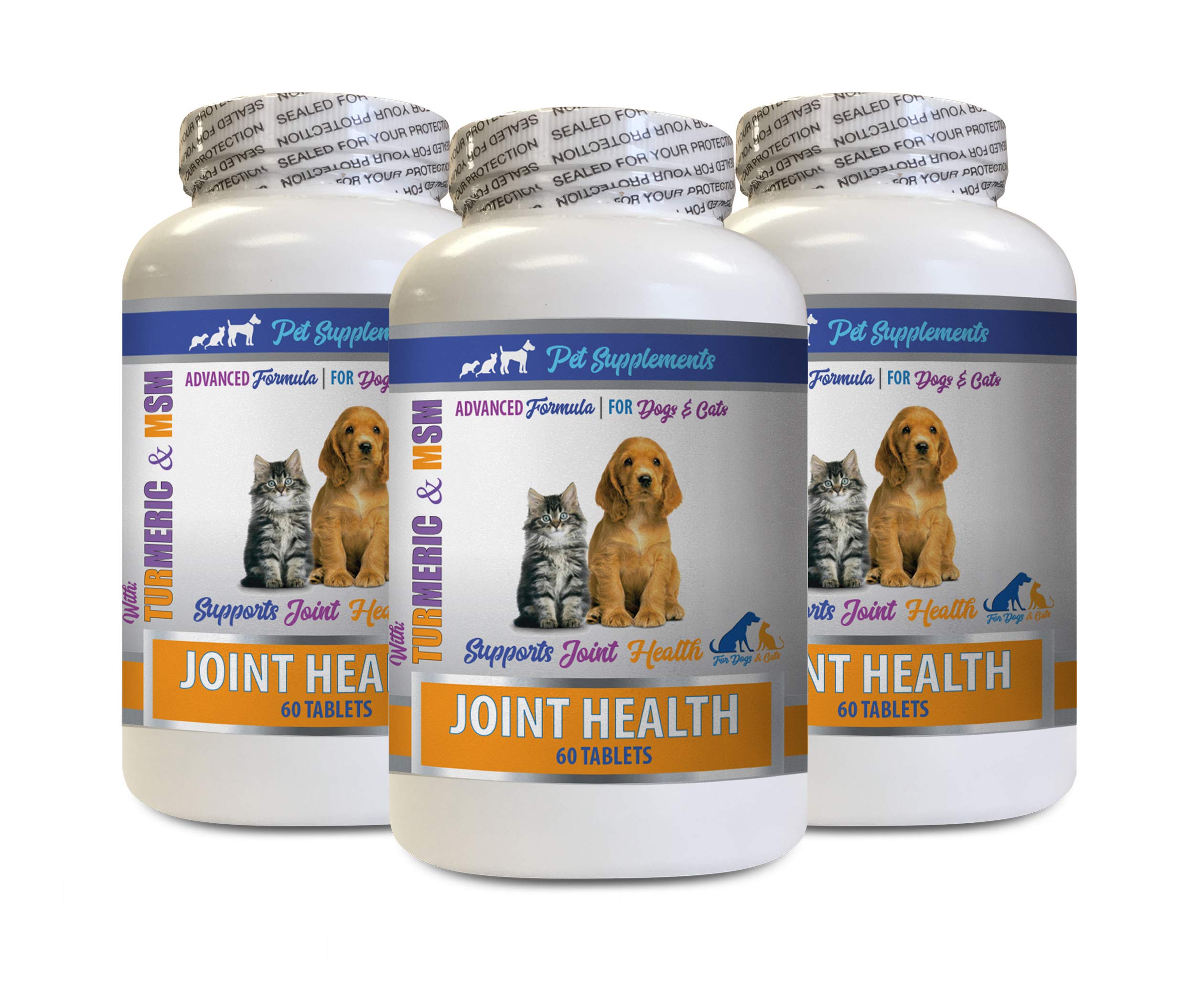 Dog Joint Care Supplement - PET Joint Health - Dogs and Cats - Turmeric and MSM - Increase Mobility - Decrease Inflammation - Premium - Dog glucosamine and chondroitin Bulk - 3 Bottles (180 Tablets)