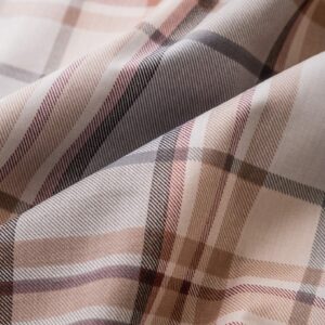 SUSYBAO Brown Plaid Duvet Cover King 100% Cotton Tan Tartan Duvet Cover 3 Pieces Set 1 Rustic Khaki Striped Duvet Cover with Zipper Ties 2 Pillowcases Luxury Soft Farmhouse Gingham Bedding Set