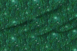 spoonflower fabric - wood green leaves butterflies forest trees fantasy emerald vines printed on petal signature cotton fabric by the yard - sewing quilting apparel crafts decor