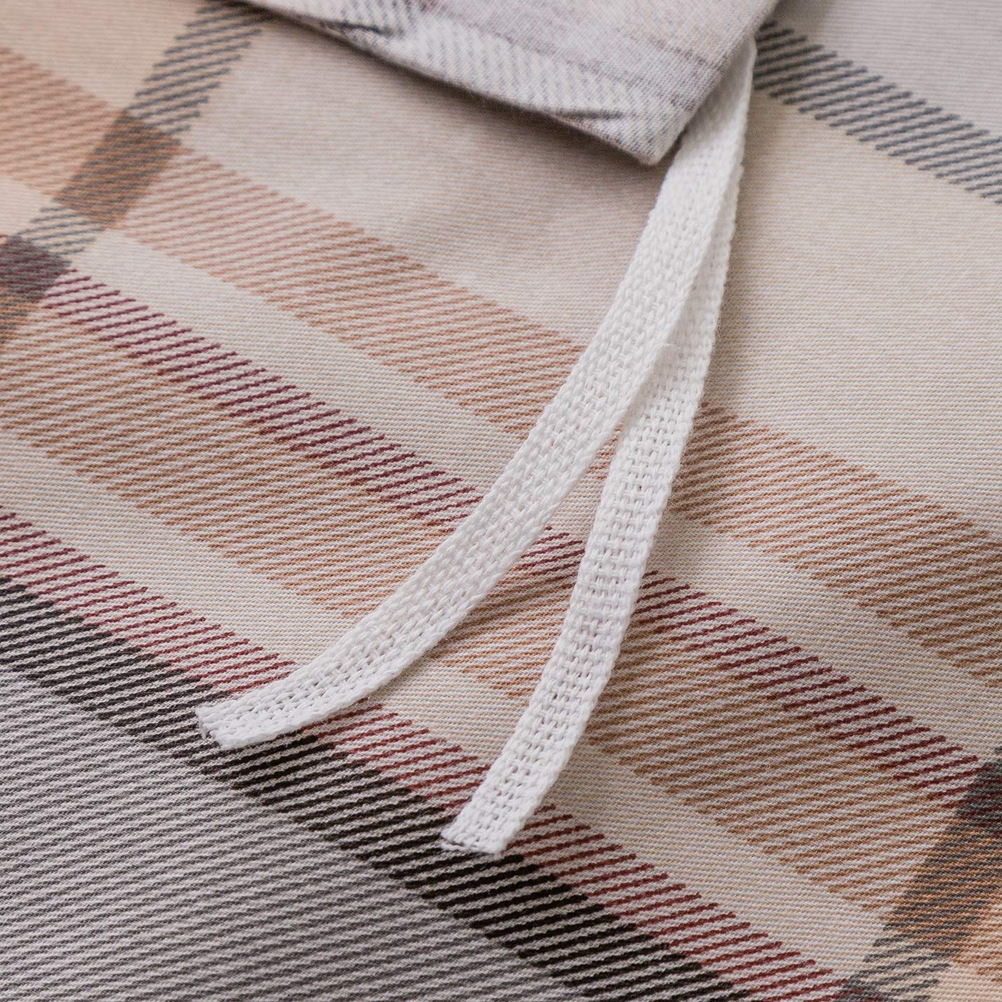 SUSYBAO Brown Plaid Duvet Cover King 100% Cotton Tan Tartan Duvet Cover 3 Pieces Set 1 Rustic Khaki Striped Duvet Cover with Zipper Ties 2 Pillowcases Luxury Soft Farmhouse Gingham Bedding Set