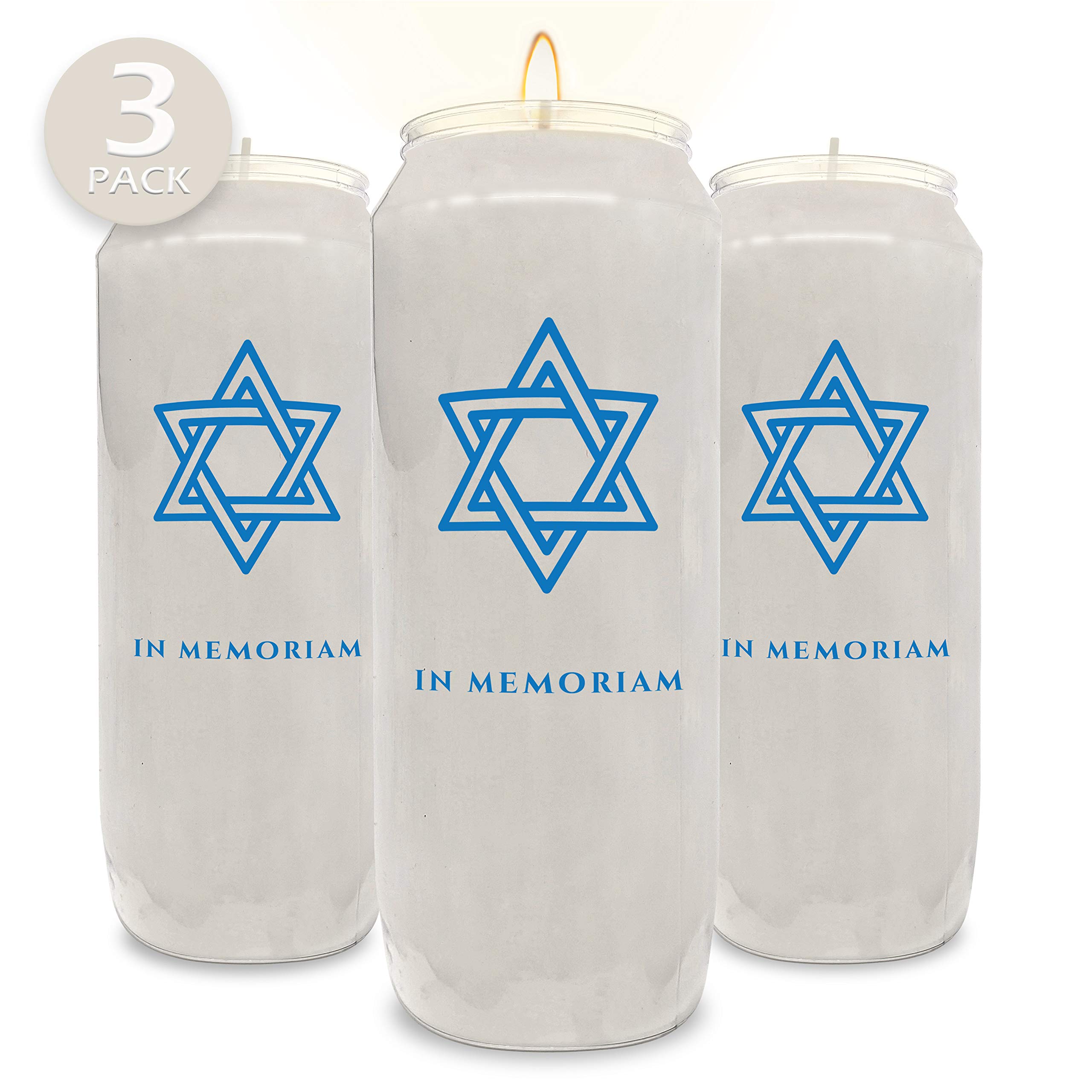 Ner Mitzvah 9 Day Yahrzeit Memorial Candles, 1 Pack - Plastic Jar - 7 Inch Tall Pillar Candles for Religious, Prayer and Vigil