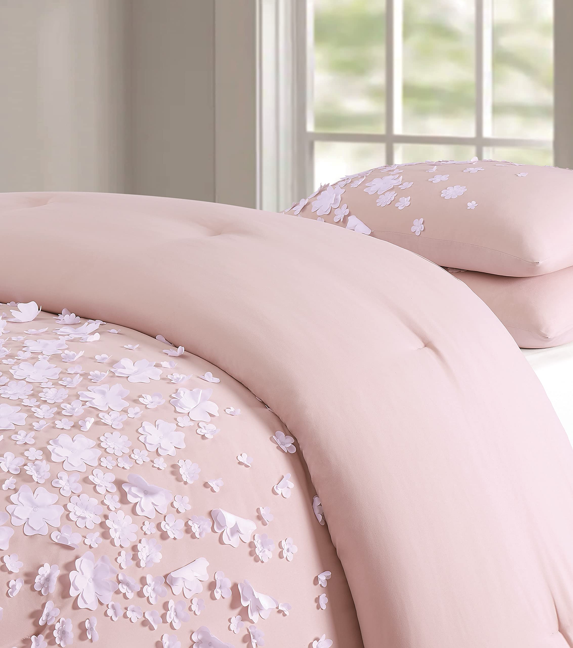 Christian Siriano Confetti Flowers Duvet Set King, Blush