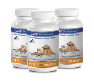 cat vitamins skin and coat - pets ultra vitamins - for dogs and cats - immune health - hair and coat benefits - cat vitamins for shedding - 270 treats (3 bottles)