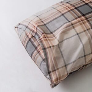 SUSYBAO Brown Plaid Duvet Cover King 100% Cotton Tan Tartan Duvet Cover 3 Pieces Set 1 Rustic Khaki Striped Duvet Cover with Zipper Ties 2 Pillowcases Luxury Soft Farmhouse Gingham Bedding Set