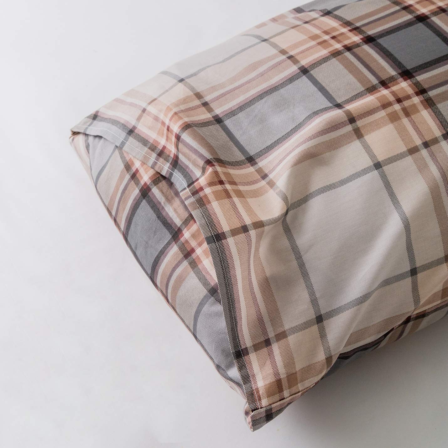 SUSYBAO Brown Plaid Duvet Cover King 100% Cotton Tan Tartan Duvet Cover 3 Pieces Set 1 Rustic Khaki Striped Duvet Cover with Zipper Ties 2 Pillowcases Luxury Soft Farmhouse Gingham Bedding Set