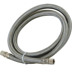 eastman 20 feet flexible ice maker connector, 1/4 inch x 1/4 inch compression connection, braided stainless steel with nickel-plated brass nuts, 48391