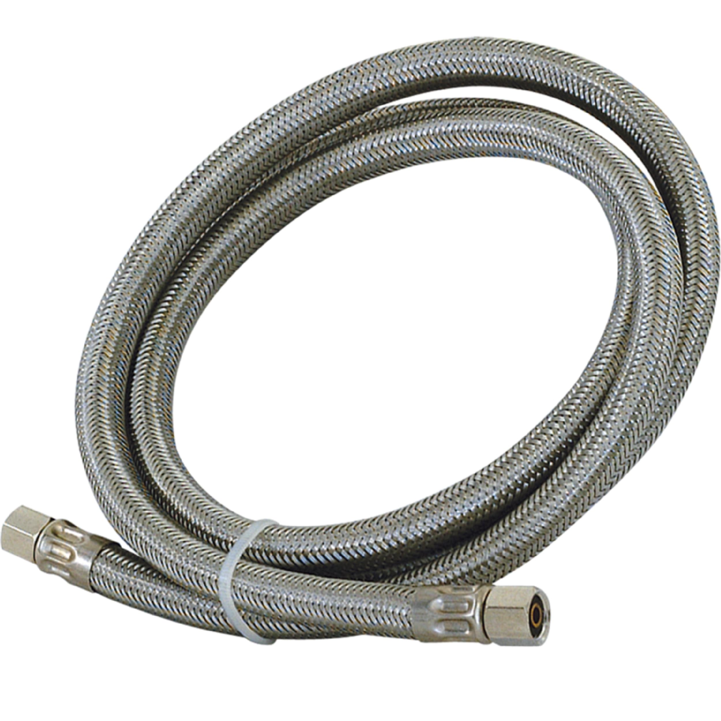 Eastman 20 Feet Flexible Ice Maker Connector, 1/4 Inch x 1/4 Inch Compression Connection, Braided Stainless Steel with Nickel-Plated Brass Nuts, 48391