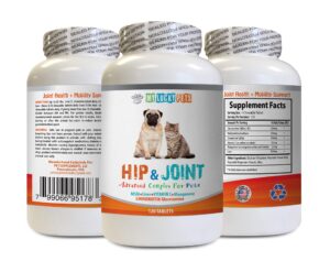 cat joint chews - pet hip and joint complex - dogs and cats - natural vet approved formula - immune boost - good for stiff joints - glucosamine supplement for cats - 1 bottle (120 tabs)