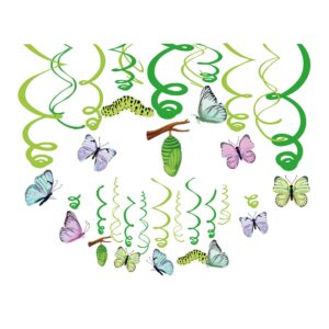 spring butterfly party supplies hanging swirl decorations for girls,boys,kids home,classroom,baby showers,bridal shower（30ct）