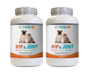 veterinary recommended joint supplement for cats - pet hip and joint complex - dogs and cats - natural vet approved formula - immune boost - good for stiff joints - cat vitamin chews - 2 bottles (240