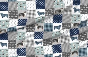 spoonflower fabric - australian pet quilt blue cheater floral shepherd dogs wholecloth top printed on petal signature cotton fabric by the yard - sewing quilting apparel crafts decor