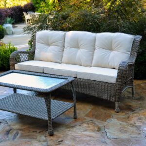 Tortuga Outdoor Rio Vista 6 Piece Sofa Patio Furniture Set, Brown and Beige