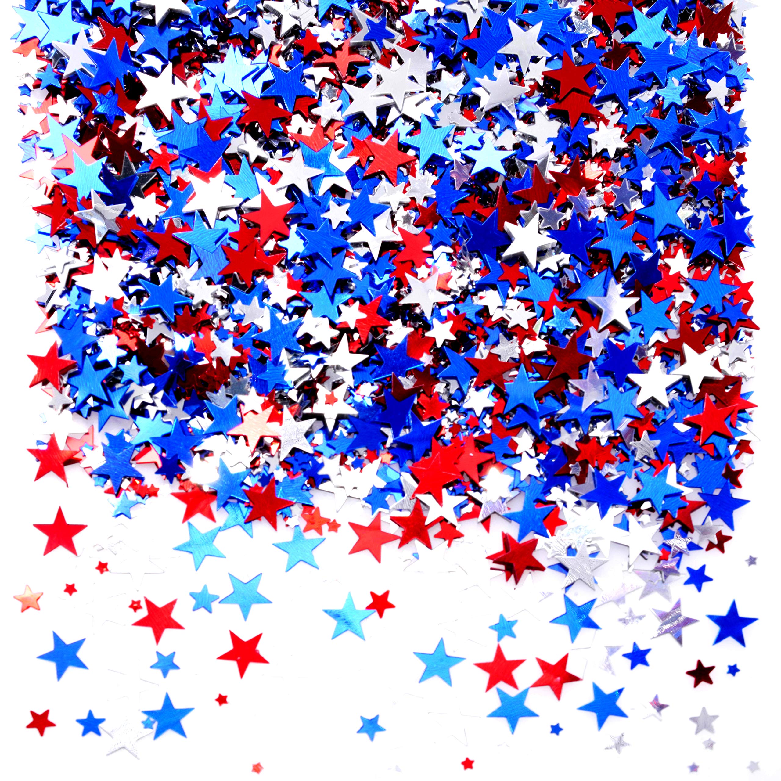 Independence National Day Patriotic Party Confetti - Twinkle Stars Metallic Table Scatter Confetti Sequins 4th of July Presidents Day Birthday Party Sprinkles Confetti Decorations, 60g