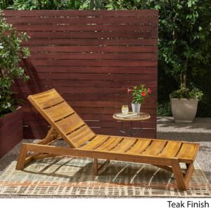 GDFStudio Outdoor Wood and Iron Chaise Lounge, and Yellow