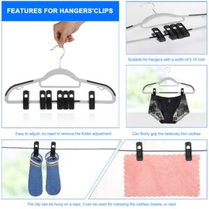 Tinfol Plastic Hanger Clips for Hangers, Pants Hanger Clips, Strong Pinch Grip Clips for Use with Slim-line Clothes Hangers, Finger Clips for Velvet Hangers (Black, 40PCS)