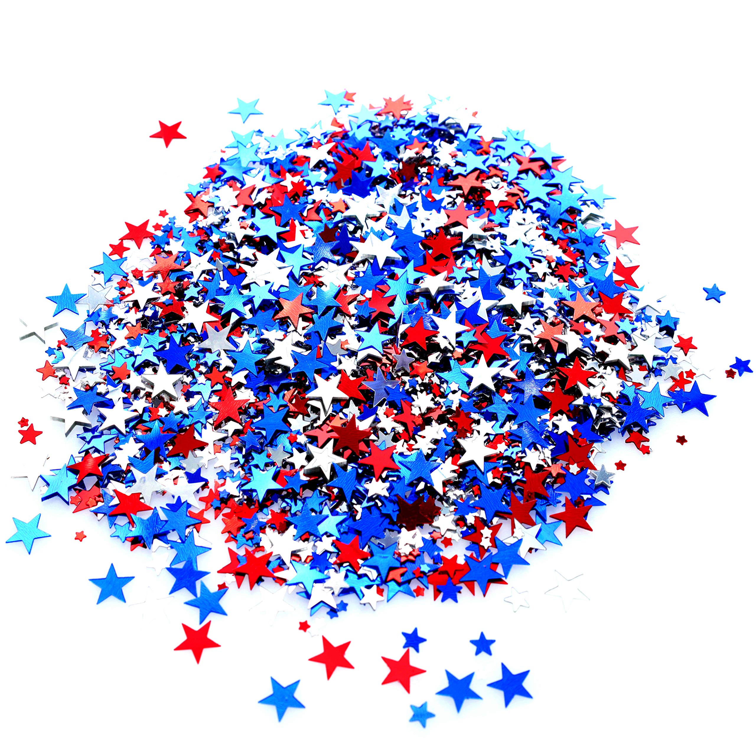 Independence National Day Patriotic Party Confetti - Twinkle Stars Metallic Table Scatter Confetti Sequins 4th of July Presidents Day Birthday Party Sprinkles Confetti Decorations, 60g